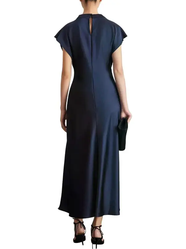 Tanya Taylor Adrien Draped-neck Midi Dress - Blue
