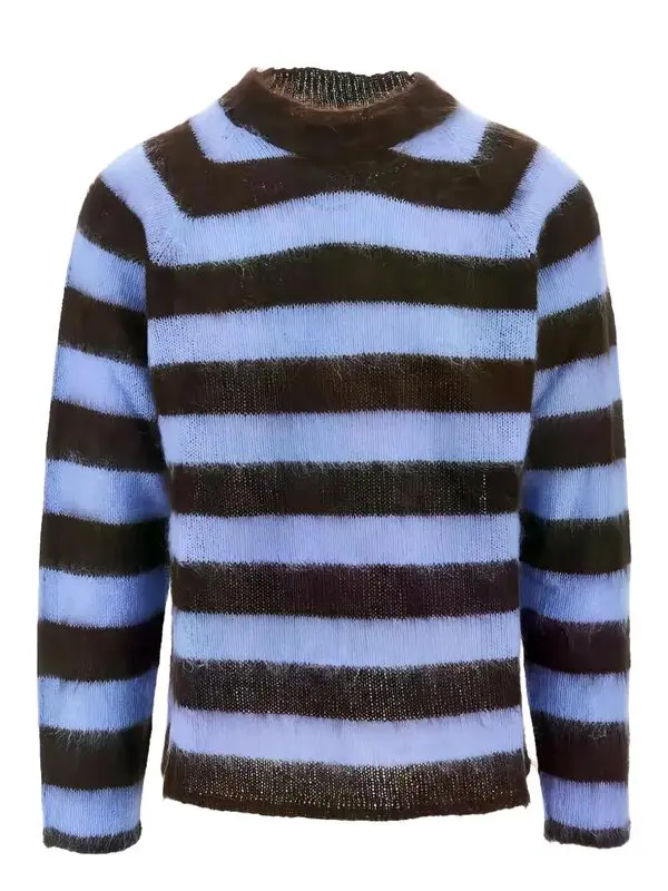 Emporio Armani Striped Mohair-blend Sweater - Blue