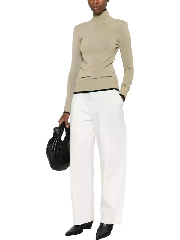 TOTEME Ribbed Knit Turtleneck Sweater - Green