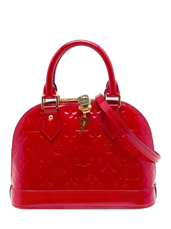 LOUIS VUITTON Monogram Vernis Alma Bb Satchel - Red