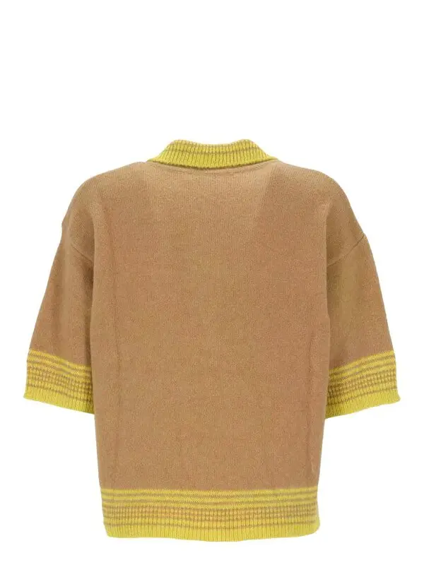 TELA Contrast-trim Short-sleeve Polo Top - Neutrals