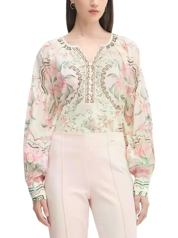 MOS MOSH Wylde Floral-print Balloon-sleeve Blouse - Neutrals