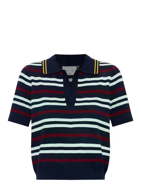 The Upside Archie Striped V-neck Knit Top - Blue