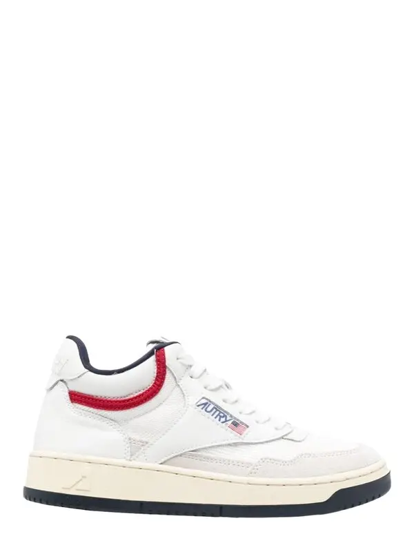 AUTRY Open Mid Lace-up Sneakers - White/red