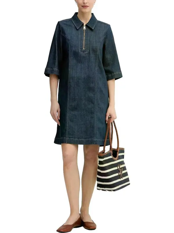 MOS MOSH Abigail Quarter-zip Denim Mini Dress - Blue
