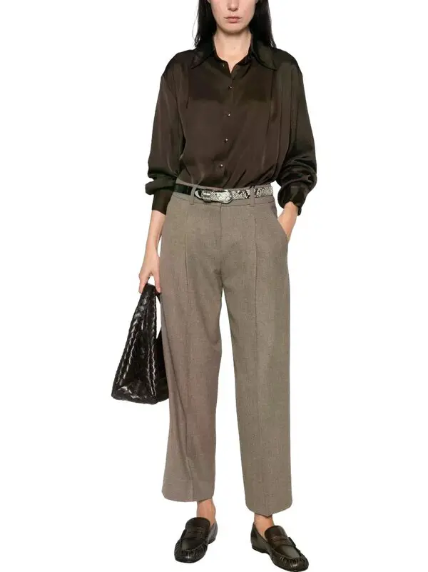 Dixie Satin Finish Button-up Shirt - Brown