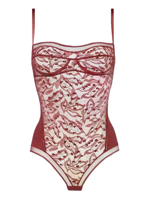 ERES Porte-bonheur Lace-panelled Bodysuit - Red