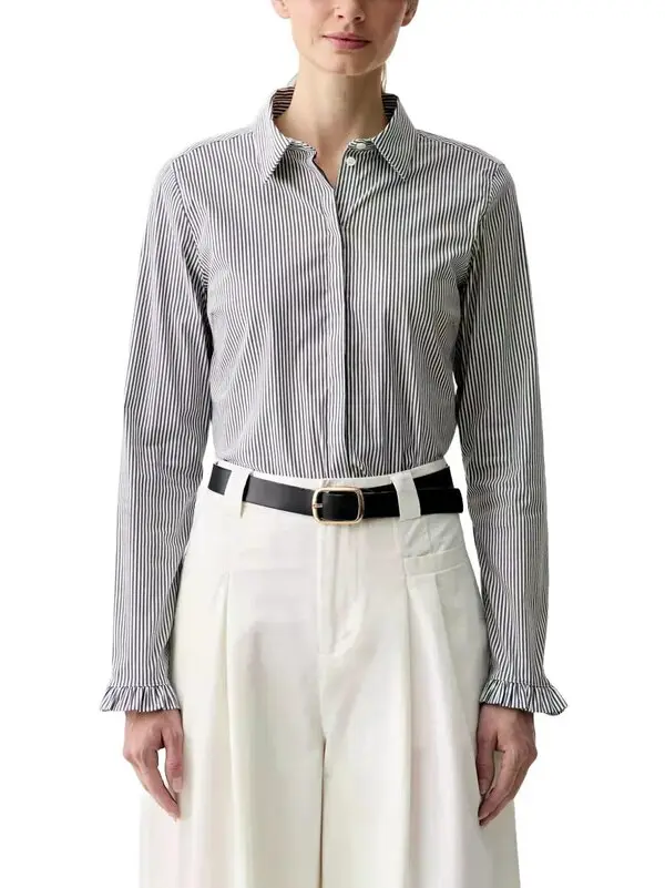 MOS MOSH Striped Ruffle-cuff Shirt - Blue