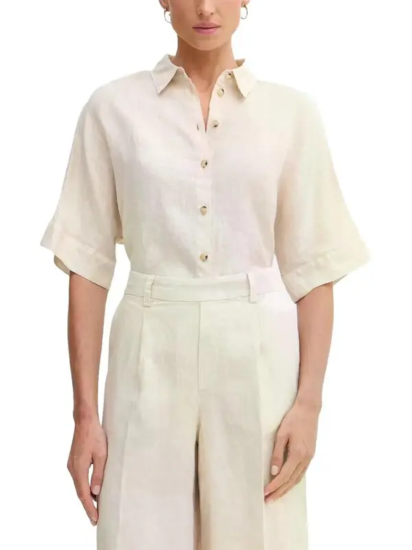 OUI Short Sleeve Classic Collar Shirt - Neutrals