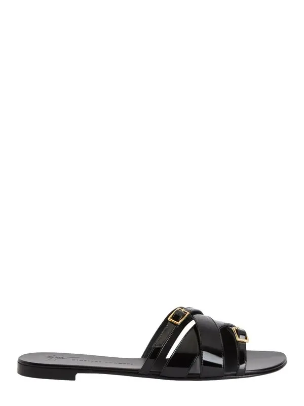 GIUSEPPE ZANOTTI Alhima Buckle Slide Sandals - Black