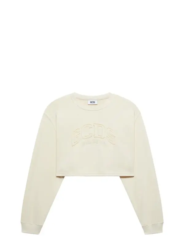 Gcds Logo Cropped Sweatshirt - Bone