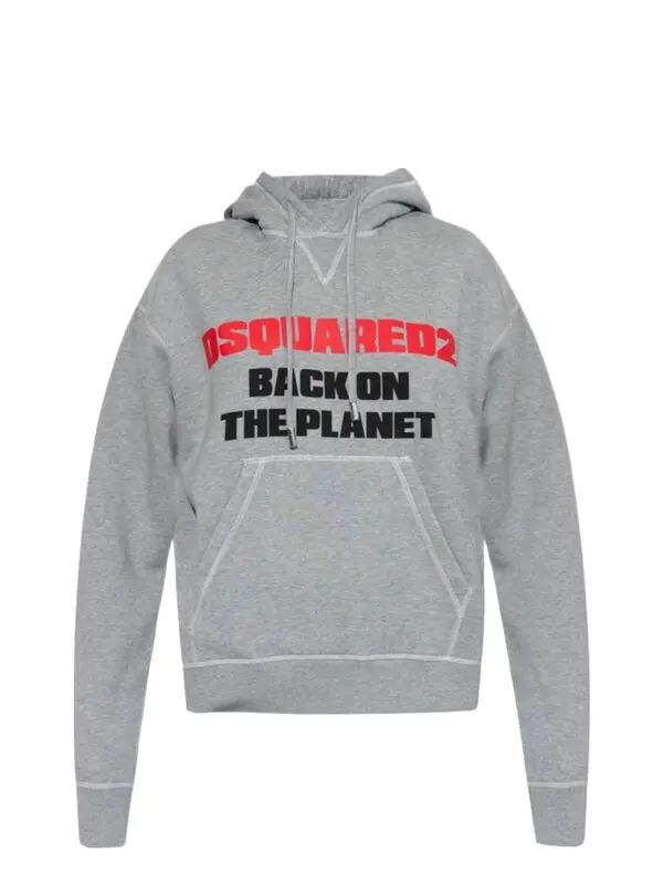 Dsquared2 Slogan-printed Drawstring Hoodie - Gray