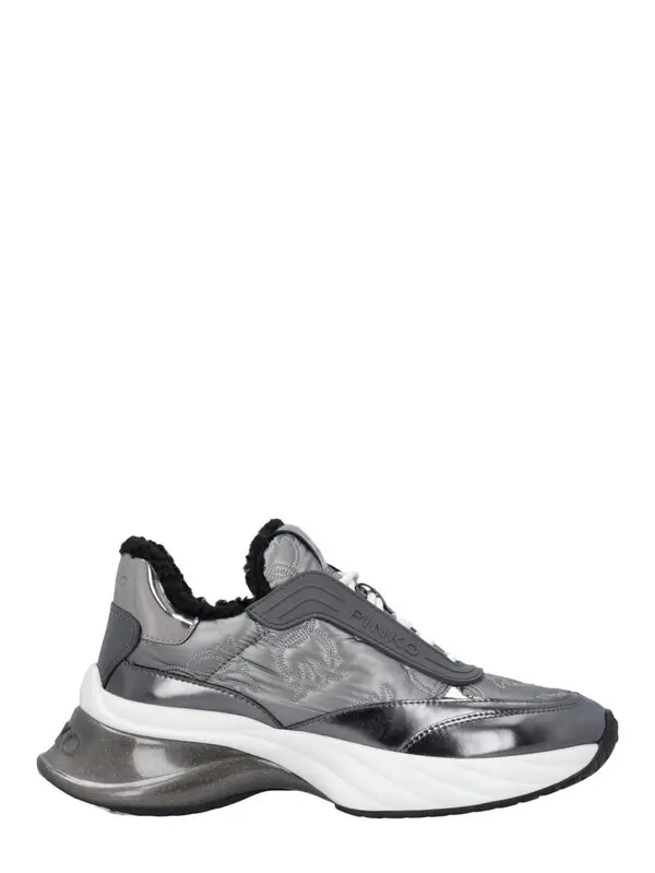 Pinko Ariel 19 Lace-up Quilted Logo Sneakers - Grey