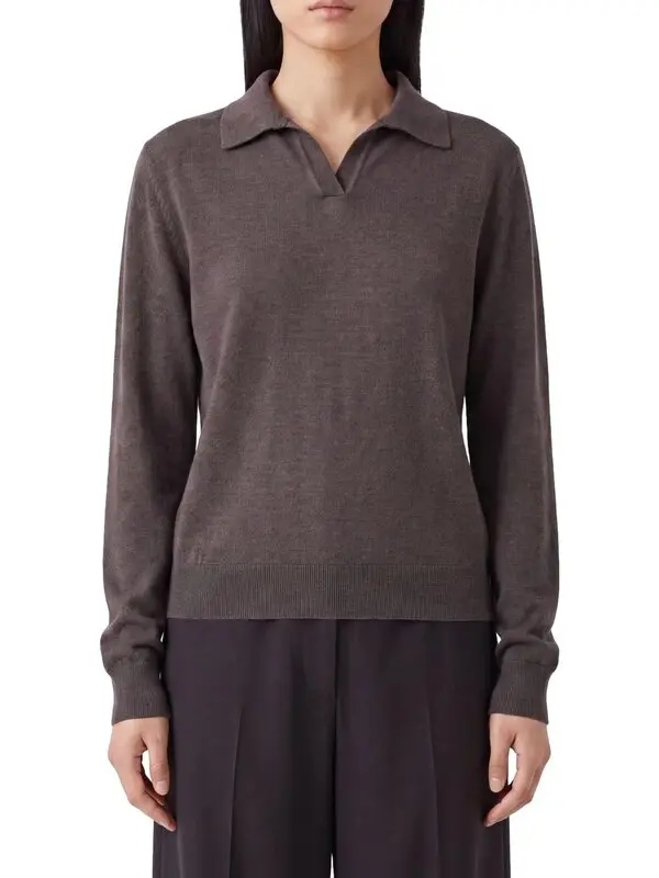 THE ROW Long Sleeve Polo Shirt - Brown