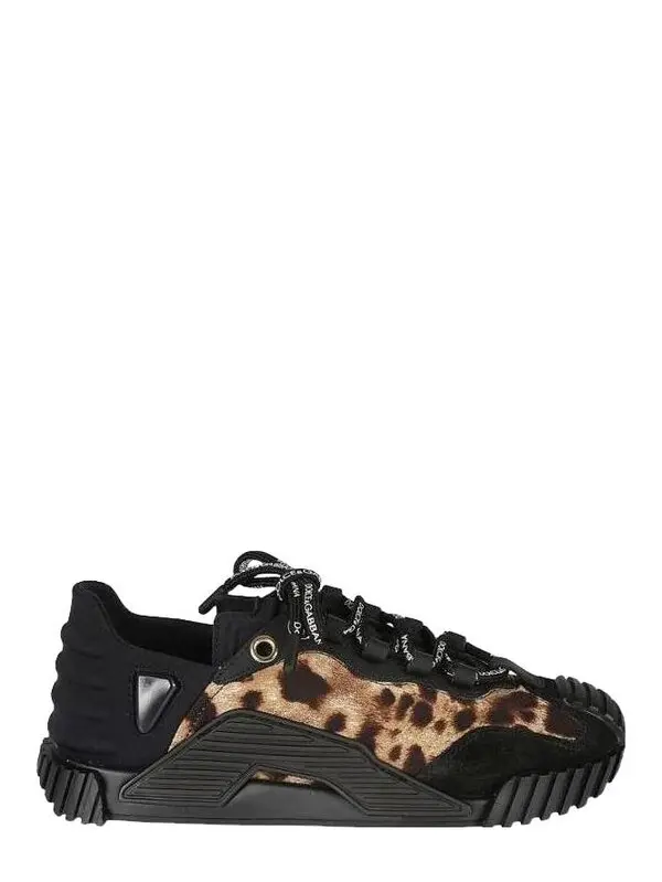 Dolce & Gabbana Ns1 Leopard Print Lace-up Sneakers - Black