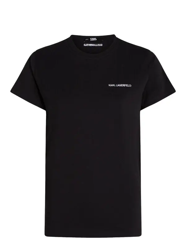Karl Lagerfeld Embroidered Organic Cotton T-shirt - Black