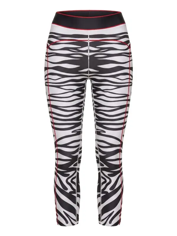 JESSIE ZHAO NEW YORK Black / White Zebra Stripe High-waisted Cropped Leggings - Black/white