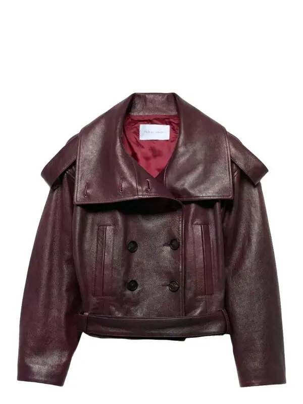 7 For All Mankind Double-breasted Leather Jacket - Red