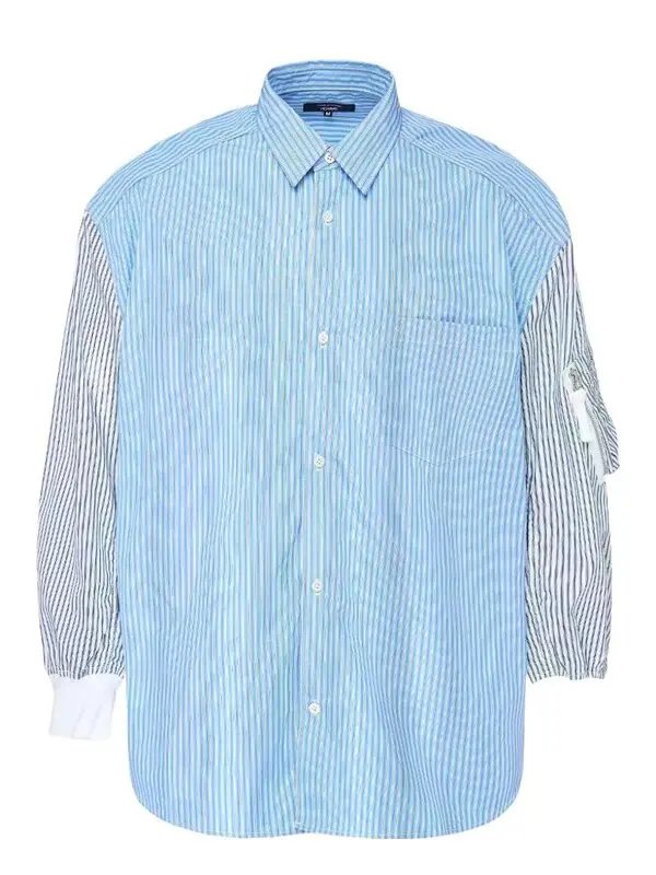 Comme Des Garçons Stripe-print Zip-pocket Shirt - Blue