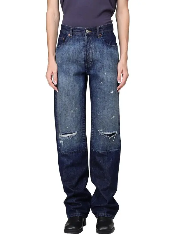 MAISON MARGIELA Distressed Wide Leg Jeans - Navy