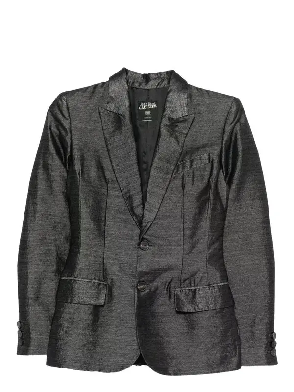 JEAN PAUL GAULTIER Zebra-appliqué Silk Blazer - Grey