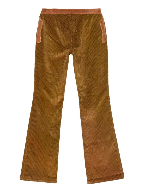 Dolce & Gabbana 2000s Leaf Appliqué Corduroy Flared Trousers - Brown