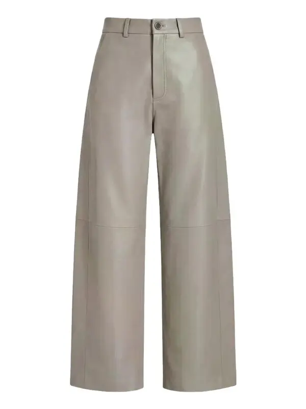 ALYSI Wide-leg Leather Trousers - Grey