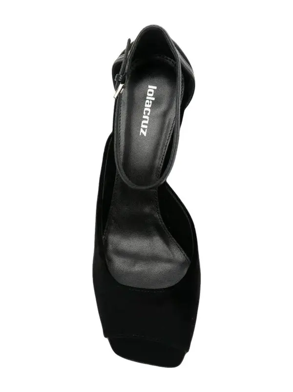 Lola Cruz Ankle Strap Peep-toe Pumps - Black