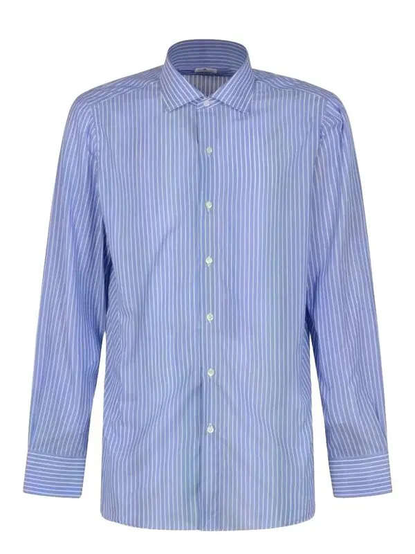 FINAMORE 1925 Vertical-stripe Shirt - Blue