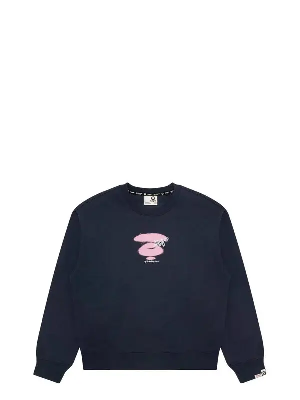 AAPE BY *A BATHING APE Moonface Graffiti Print Crewneck Sweatshirt - Blue