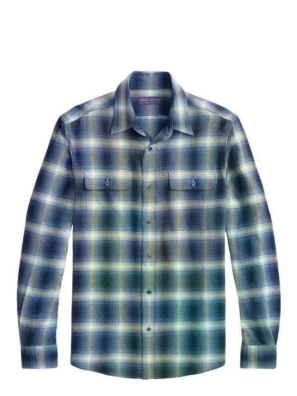 Ralph Lauren Purple Label Check-print Pocket-detail Shirt - Blue