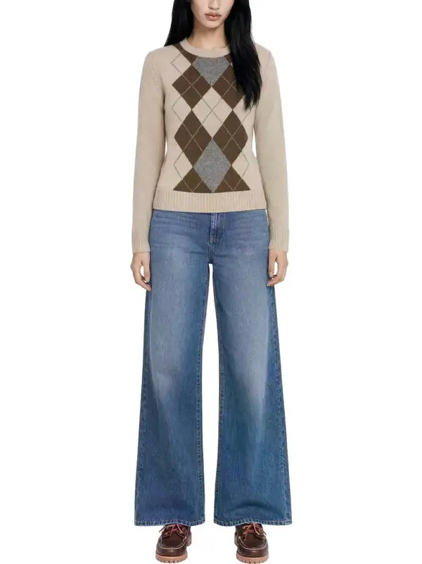 Max Mara Argyle Wool And Cashmere Sweater - Neutrals