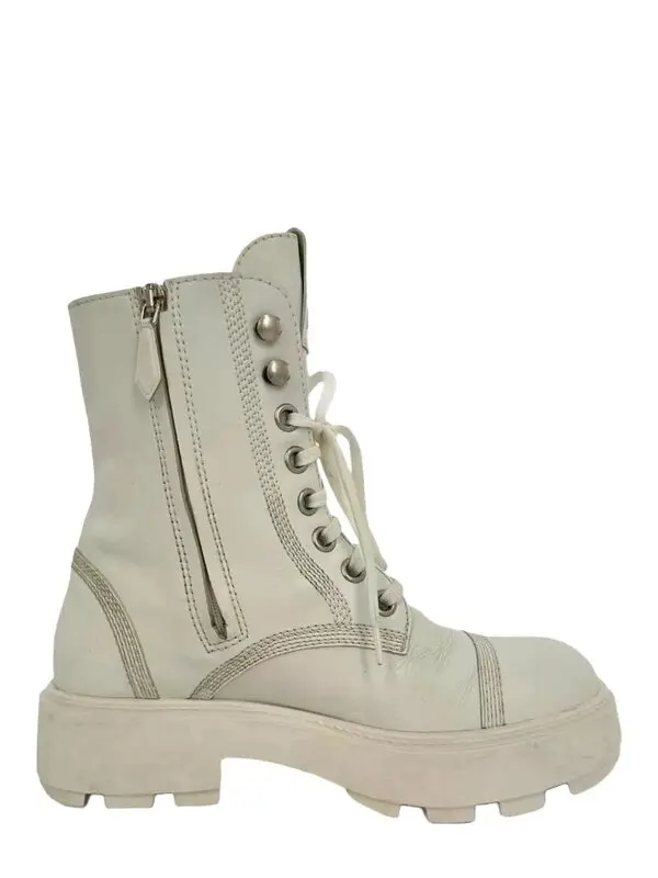 Miu Miu Lace-up Combat Boots - White
