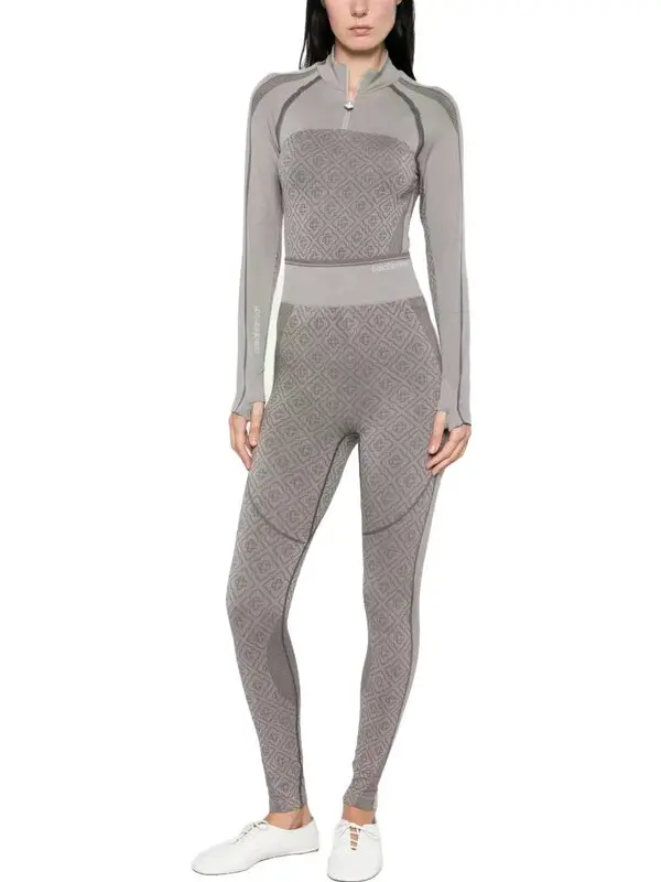 Casablanca Monogram Print Half-zip Top - Grey