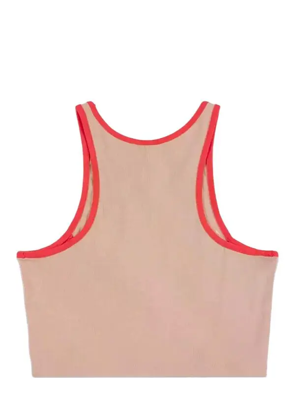 Nike Logo Embroidered Ribbed Tank Top - Neutrals
