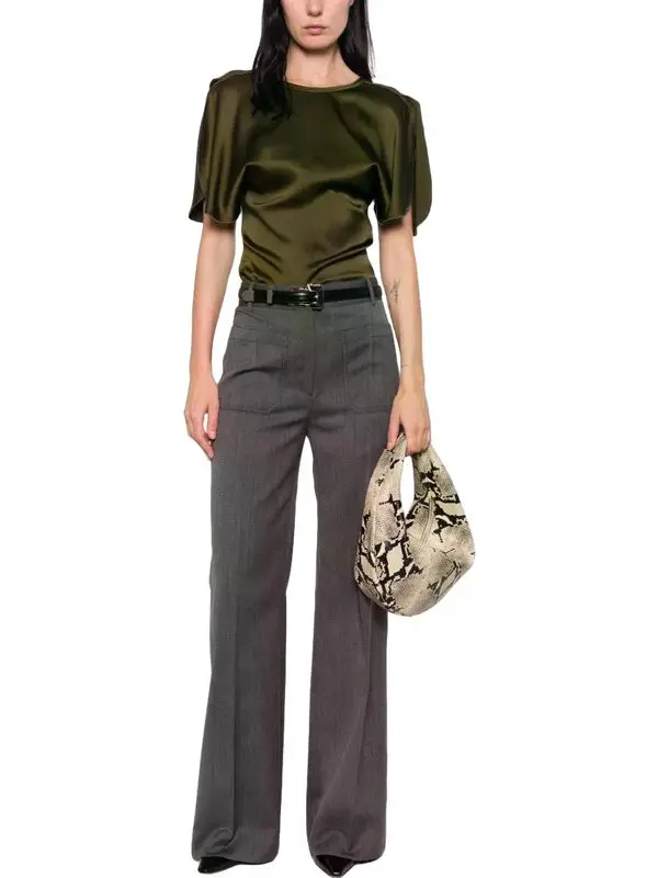 Victoria Beckham Alina Patch-pocket Wide-leg Trousers - Grey