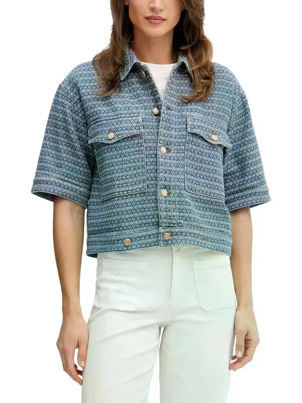 MOS MOSH Geometric Pattern Textured Jacket - Blue