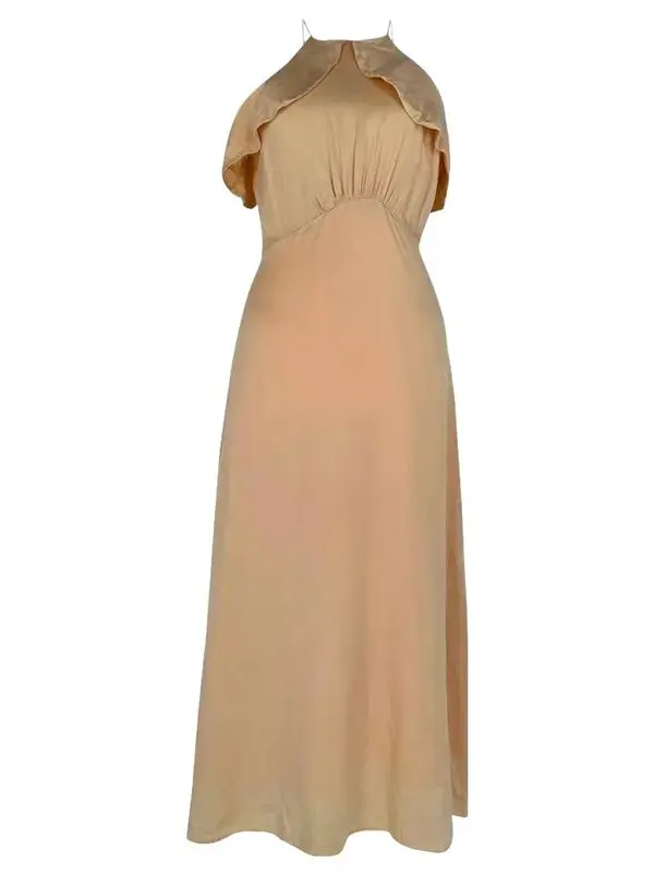 Zimmermann Peach Silk Ruffled Midi Dress - Neutrals