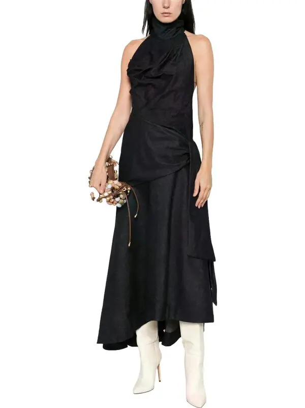 Zimmermann Halterneck Draped Maxi Dress - Blue