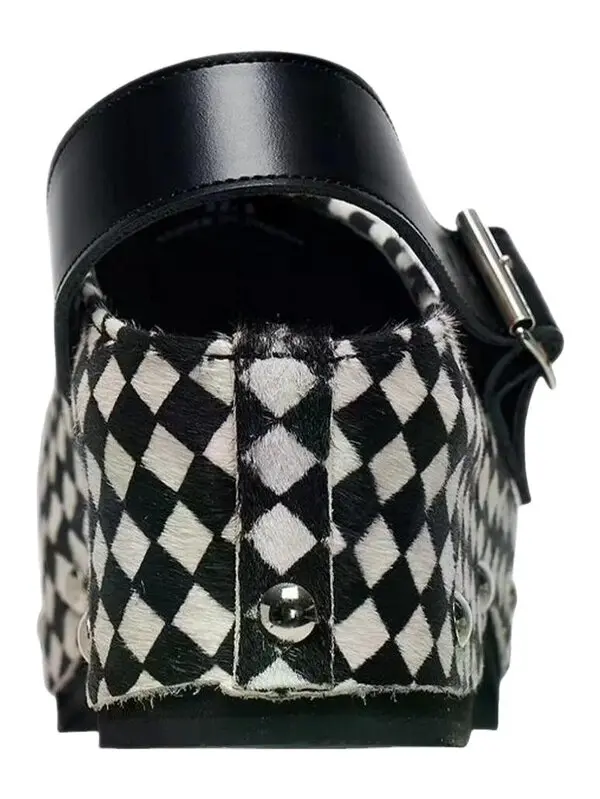 COMME DES GARÇONS TAO Check-print Studded Clogs - Black