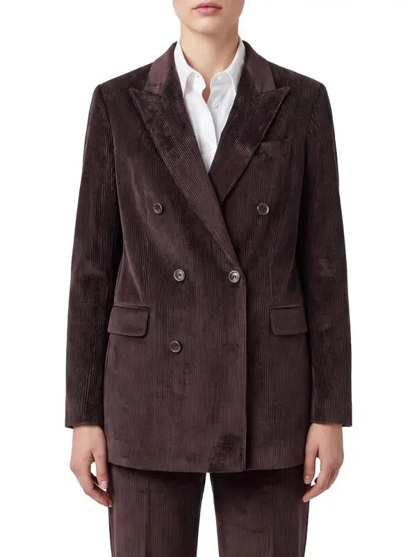 Tagliatore Double Breasted Corduroy Jacket - Brown