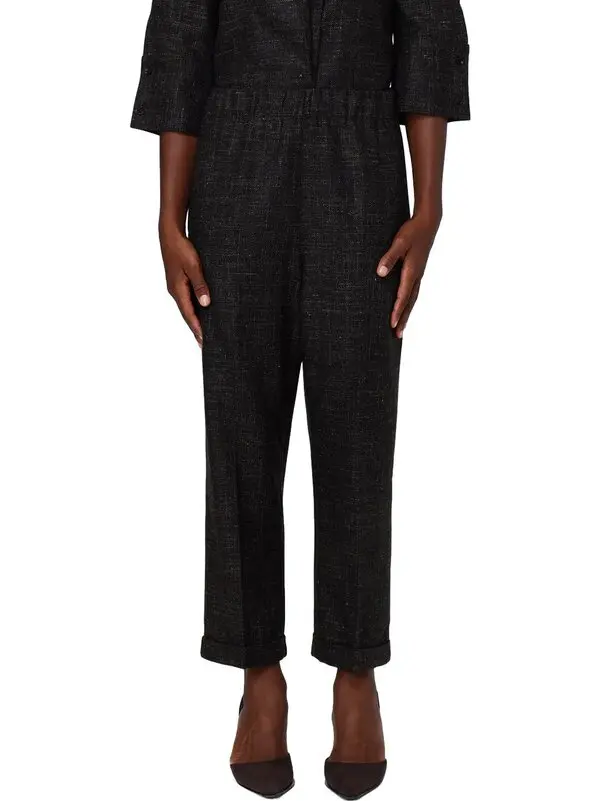 Liviana Conti Textured Straight Leg Pants - Brown