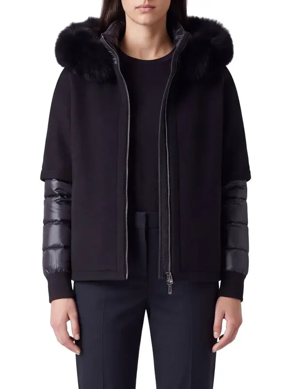 MOORER Short Hooded Wool And Cashmere Coat - Black