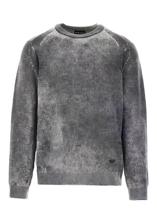 Emporio Armani Ribbed-knit Crew-neck Sweater - Grey