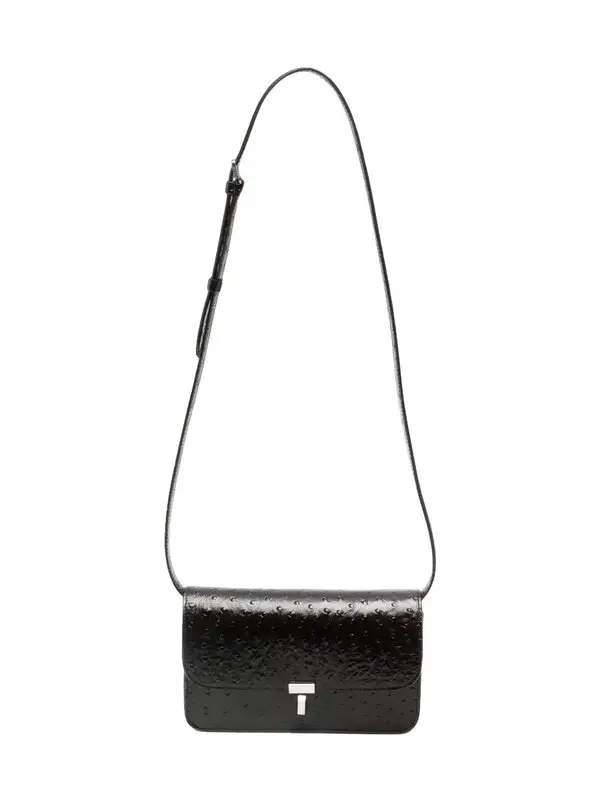 TOTEME T-lock Ostrich-embossed Leather Crossbody Bag - Red
