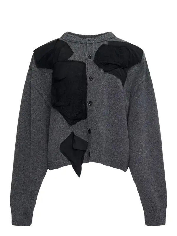 Y’s Patchwork Button-up Cardigan - Grey