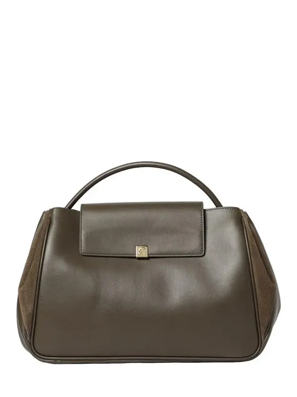 COCCINELLE Pansy Suede And Leather Handbag With Removable Shoulder Strap - Mud