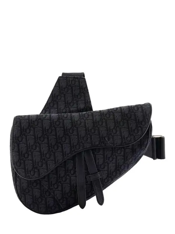 Dior Saddle Oblique Canvas Crossbody Bag - Black