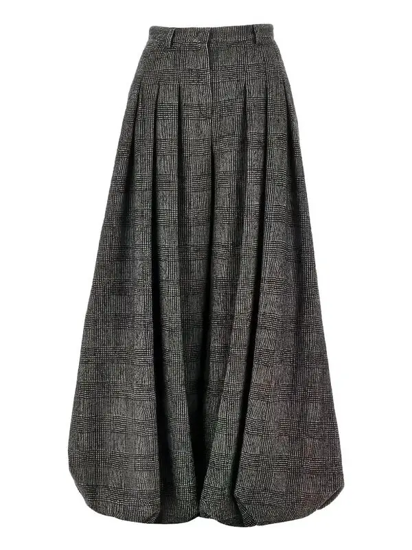 Emporio Armani Checked Pleated Trousers - Grey
