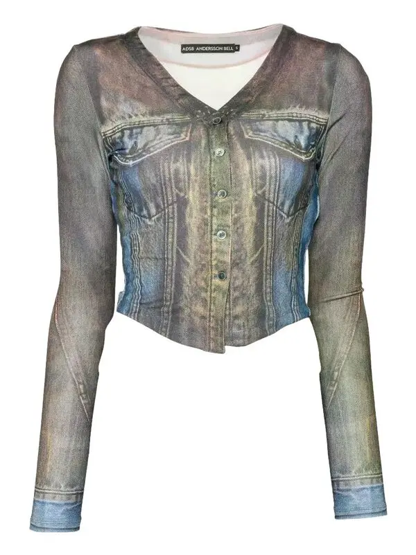 Andersson Bell Denim-print Layered Blouse - Blue
